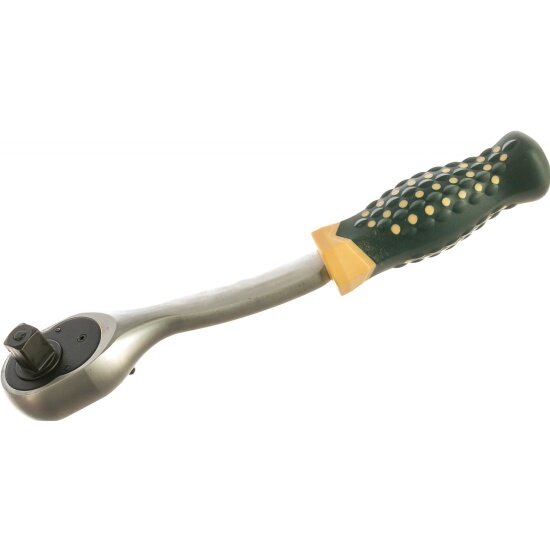 Трещотка Rock Force реверсивная , усиленная, изогнутая, с резиновой ручкой 1/2" (72зуб.)