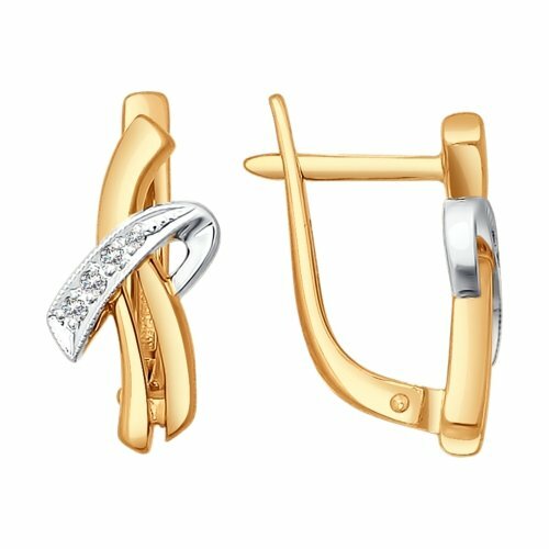 Серьги, красное золото, 585 проба, бриллиант