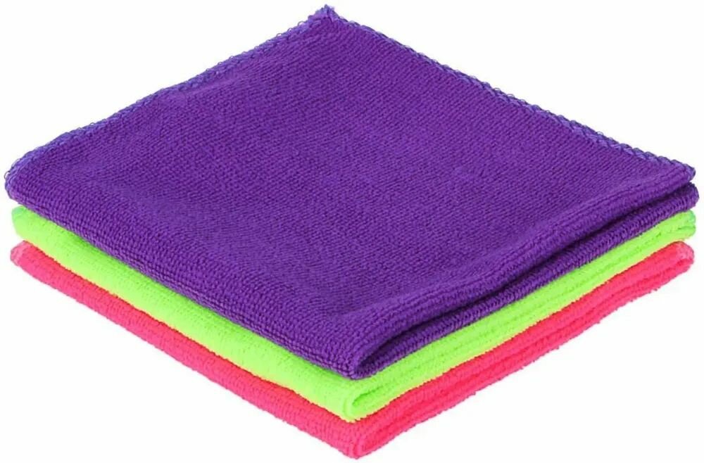 GlossHome Салфетки для уборки, микрофибра, 30х30 см, 3 шт в уп.