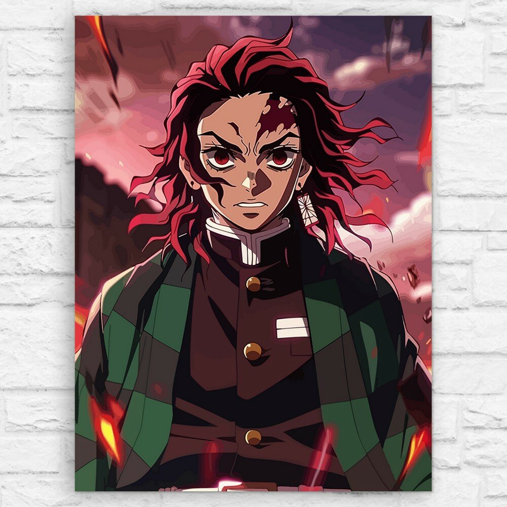 Картина по номерам на холсте аниме Demon Slayer (Истрибитель Демонов, Тандзиро) - 15571 В 30x40