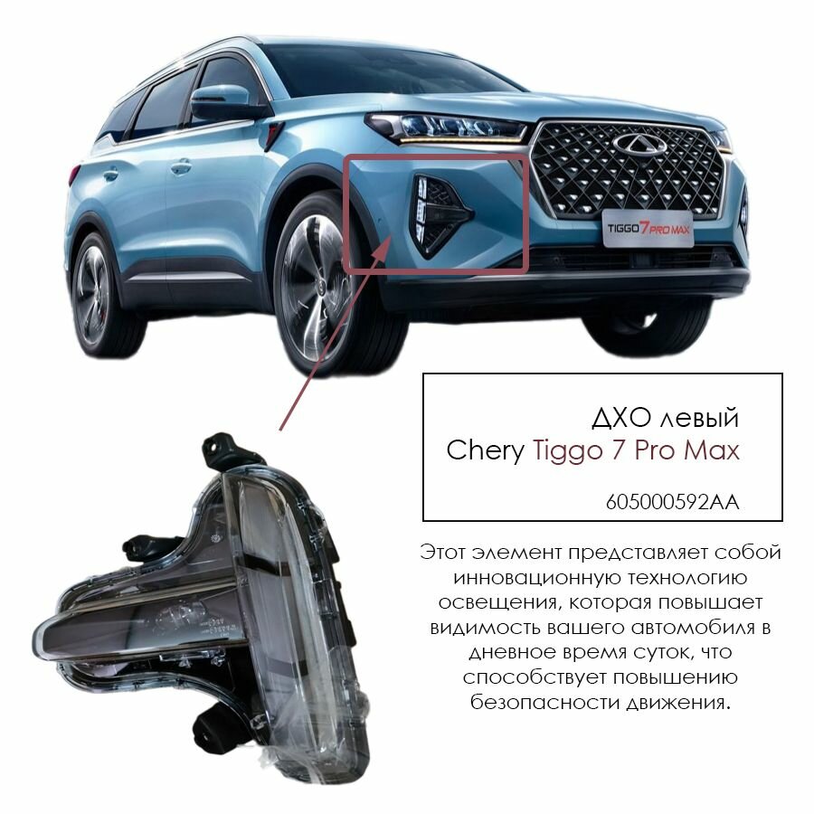 Дневной ходовой огонь, противотуманная фара, левая CHERY TIGGO 7 PRO MAX 605000592AA