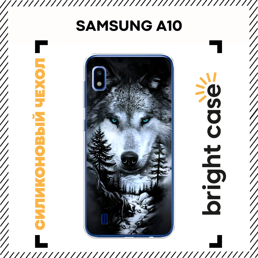 Чехол на Samsung Galaxy A10 / Самсунг А10 с принтом Волк в зимнем лесу
