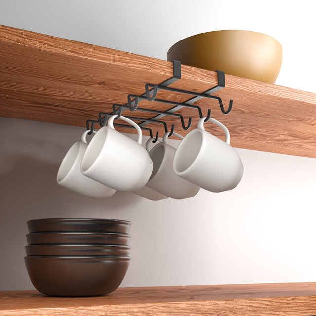 Держатель для кружек METALTEX Mymug lava 10 крючков нерж. сталь, полимерное покрытие черный