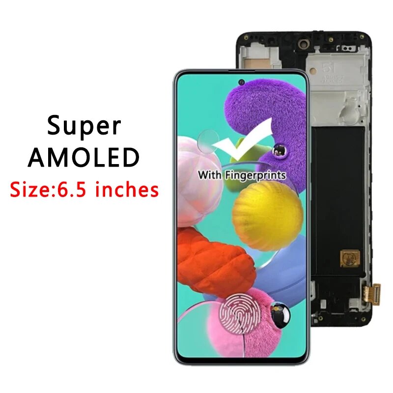 Super AMOLED для Samsung A51 A515 ЖК-дисплей A515F/DS A515FD A515 ЖК-дисплей сенсорный экран Замена A515F дисплей