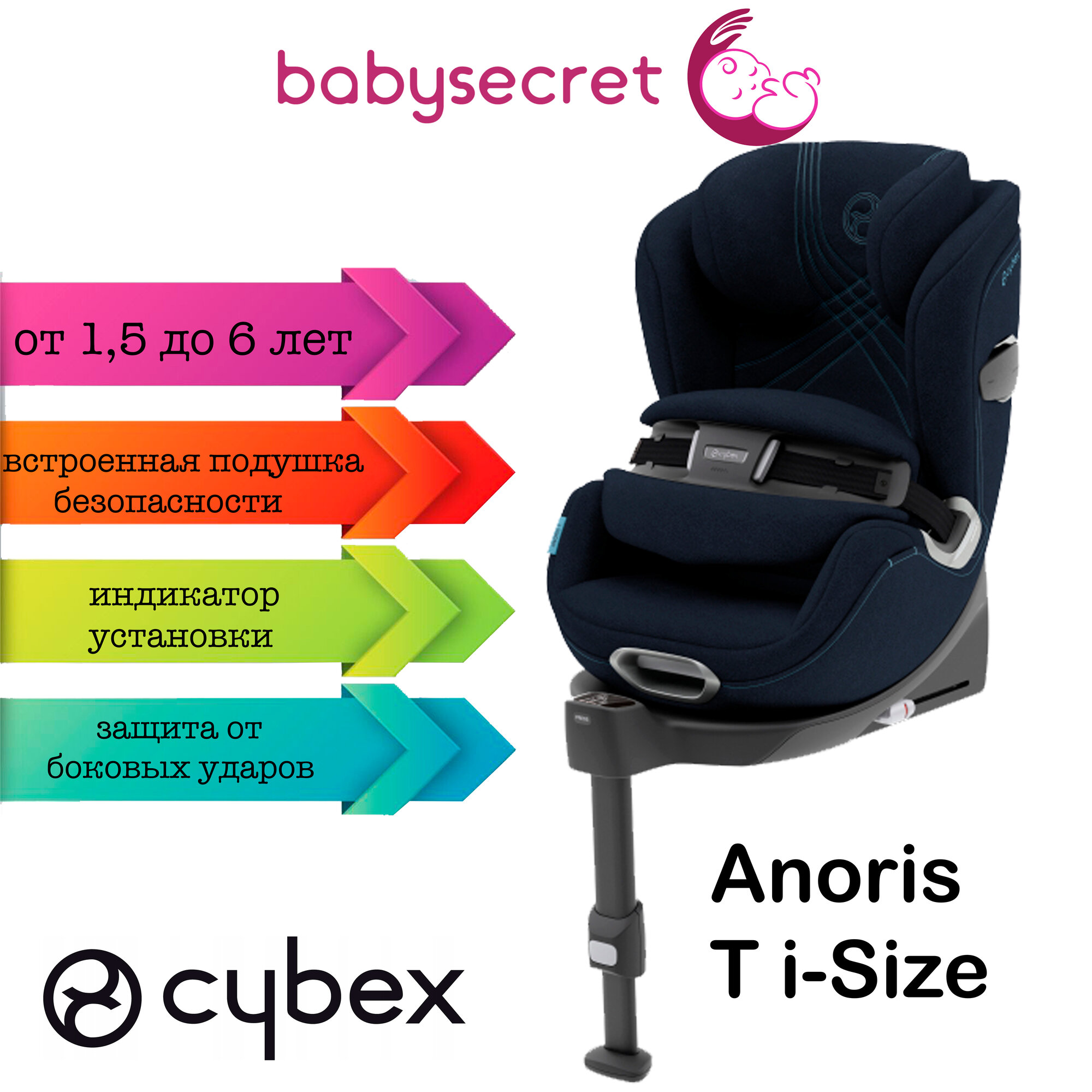 Автокресло Cybex Anoris T i-Size nautical blue 1/2 со встроенной подушкой безопасности