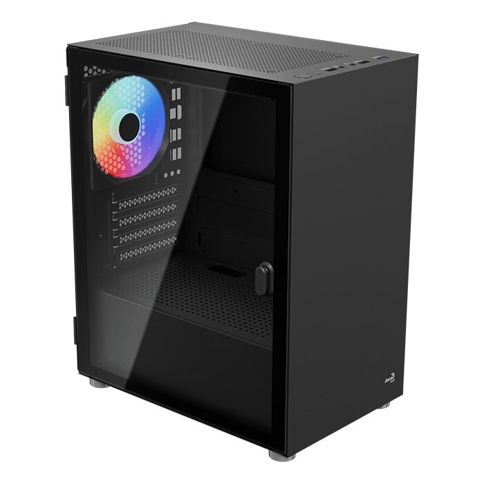 Корпус Aerocool CS-111-G-BK-v1 (mATX, 0.5mm, стекло, USB3.0 x1, USB2.0 x2, 1x 12cm Black Fan)