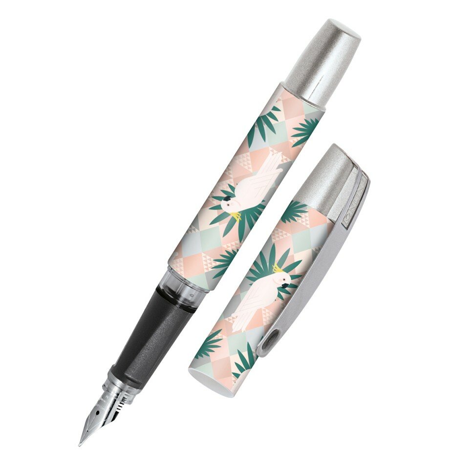 Online 61492/3D Ручка перьевая "Campus", размер пера M, принт "Попугаи", 0.5 мм