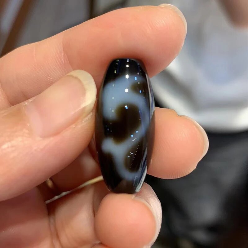 Тибетские агаты бусины Dzi Ruyi 12x25 мм Темно-синий, ruyi