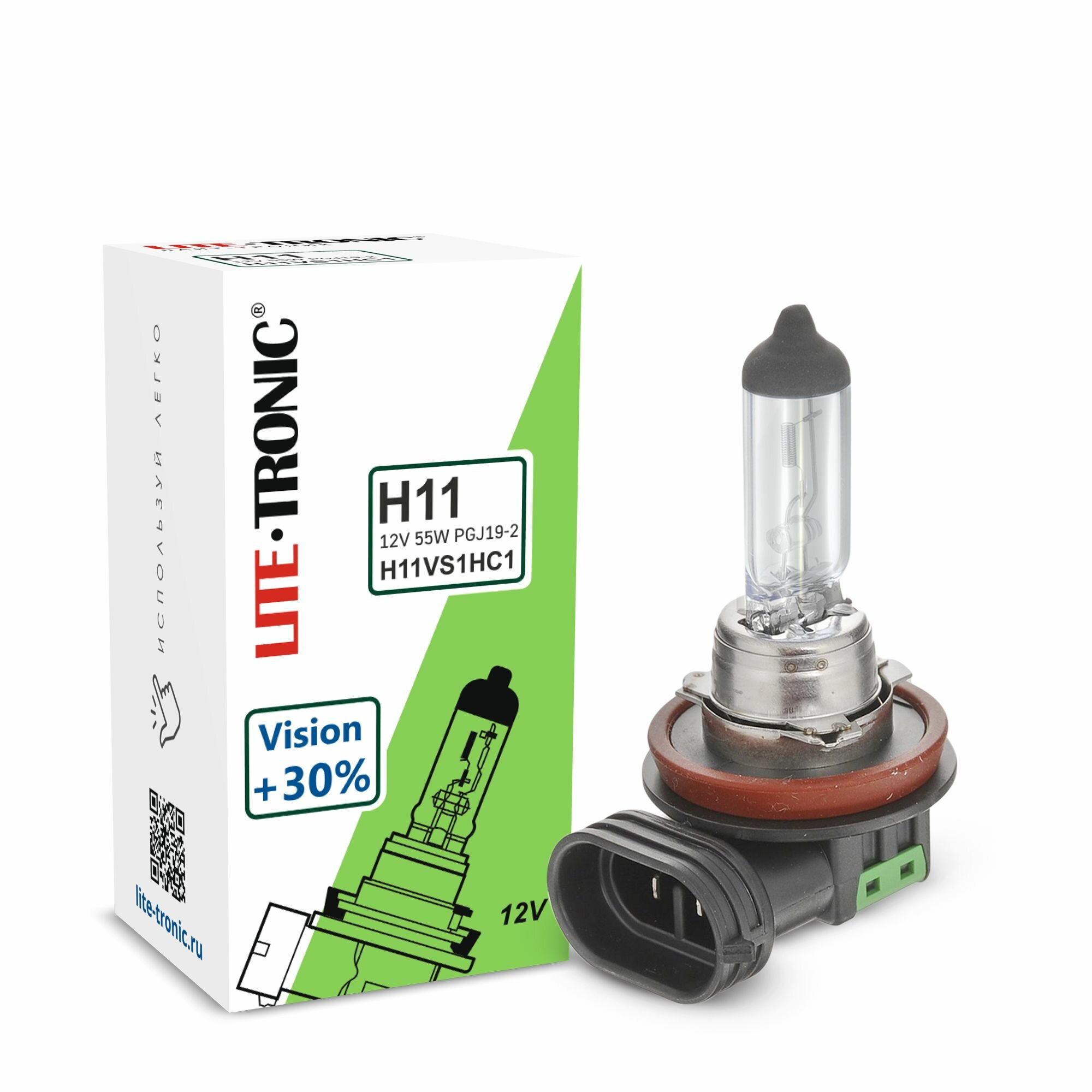 Галогенная лампа головного света H11 Lite-Tronic Vision+30% 12V 55W