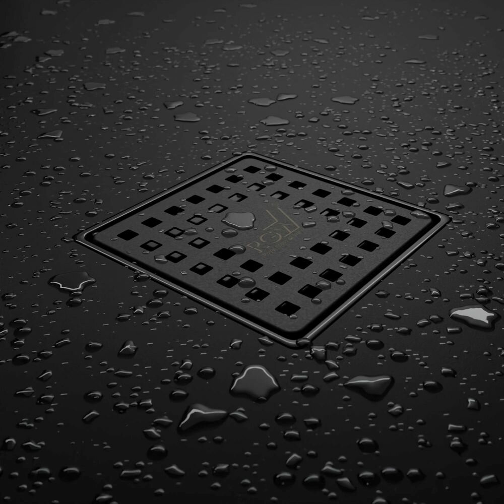 Душевой трап RGW SDR-14B-11 квадрат 110 х 110 см черный 50 мм (d слива) без ножек, с решеткой (47211411-04)