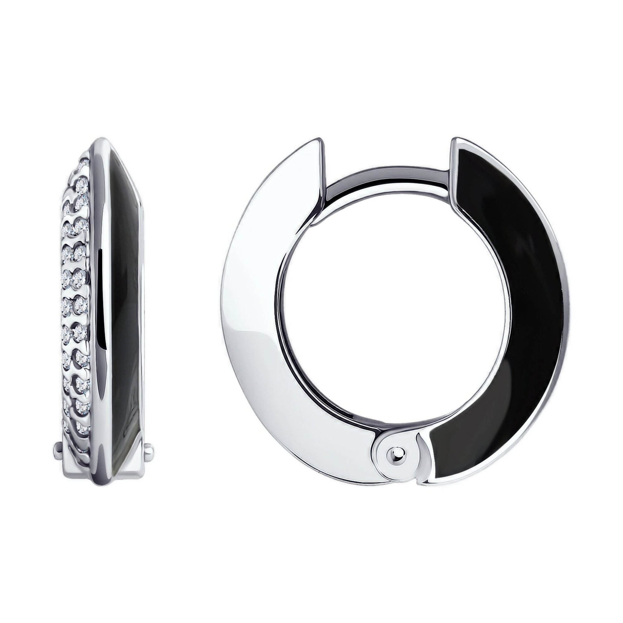 Серьги, серебро, 925 проба, родирование, эмаль, фианит