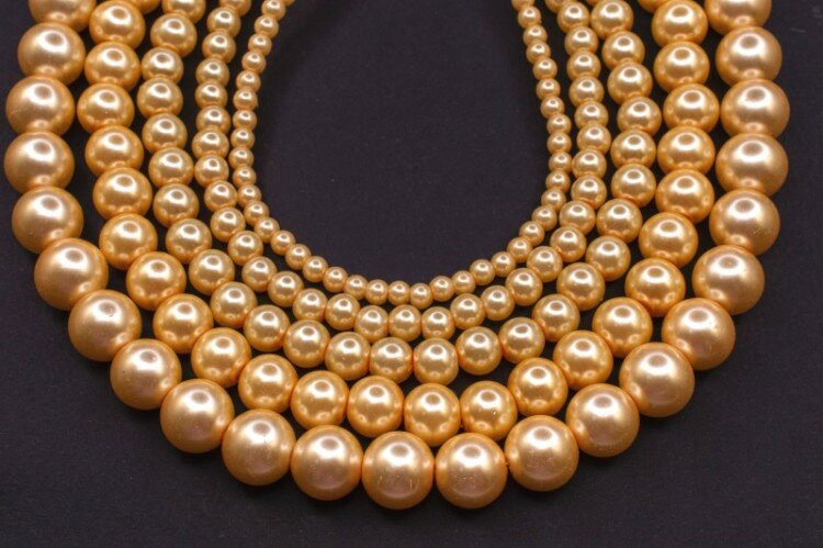 Жемчуг искусственный 4/6/8/10/12мм, цвет кремовой, 512-044, 5 нитей (около 70-200шт)