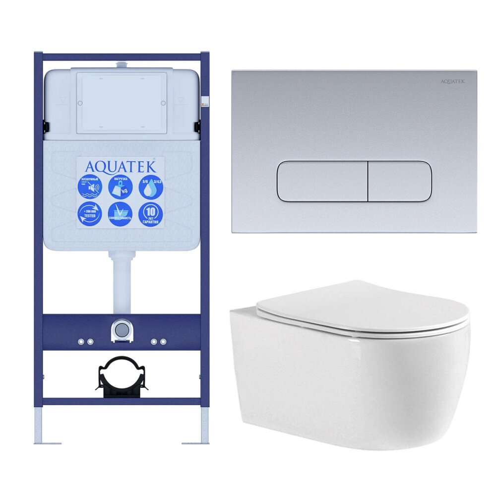 Унитаз с инсталляцией Set Aquatek Европа cmp014, с кнопкой в комплекте