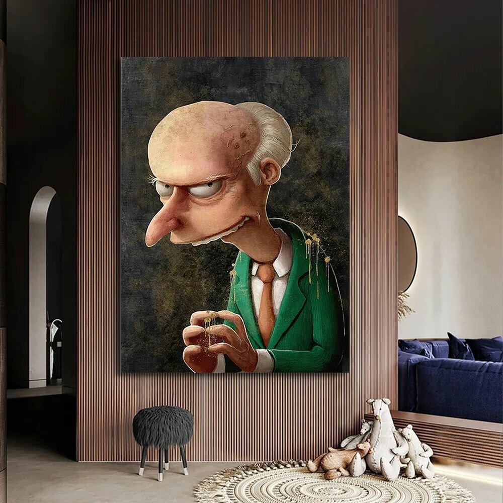 Картины на стену для интерьера, Деньги, Симпсоны, Чарльз Бёрнс, постер на стену мотивация, 20х30 см.