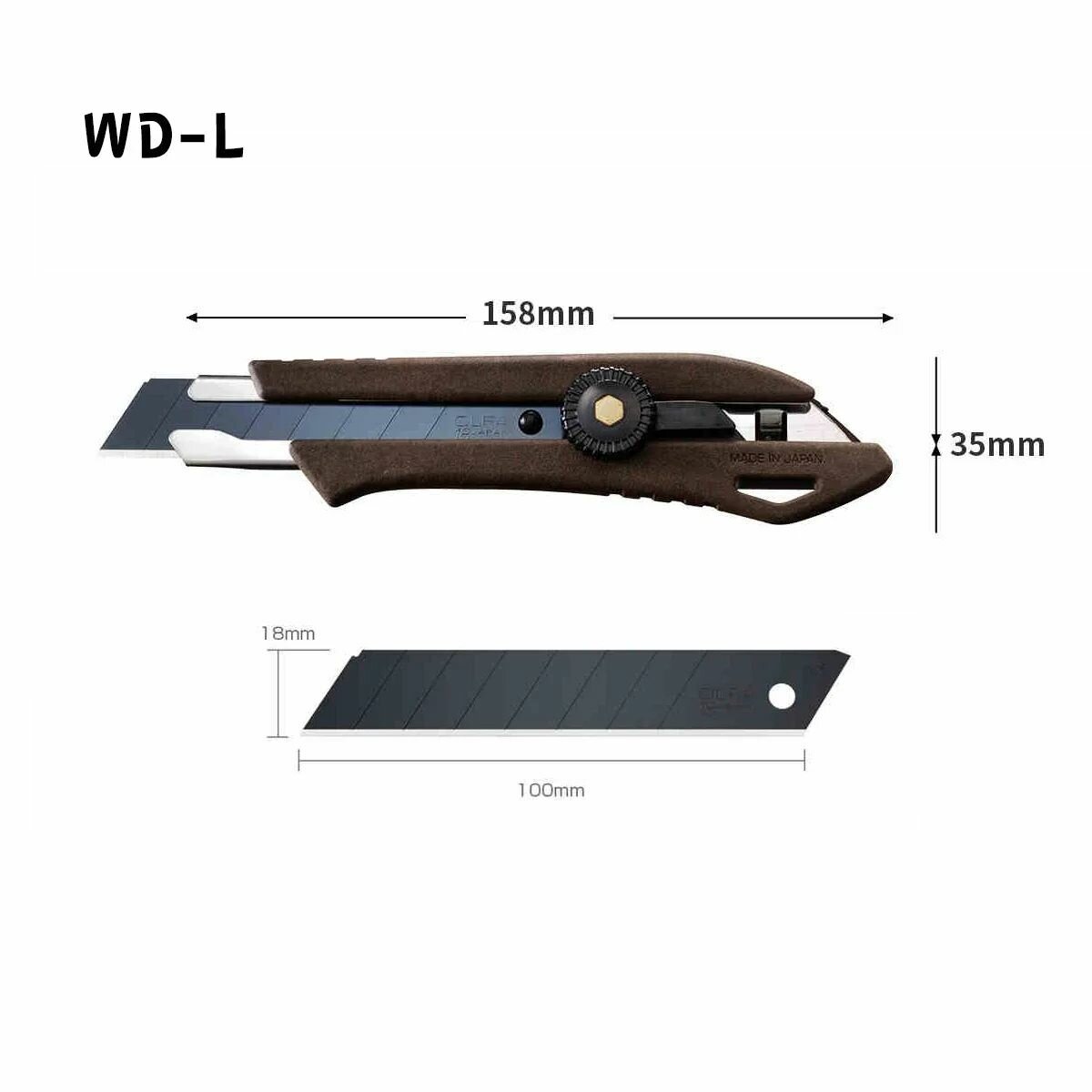 Универсальный нож OLFA WD-AL-BRN WD-L-BRN 18мм, зеленая ручка