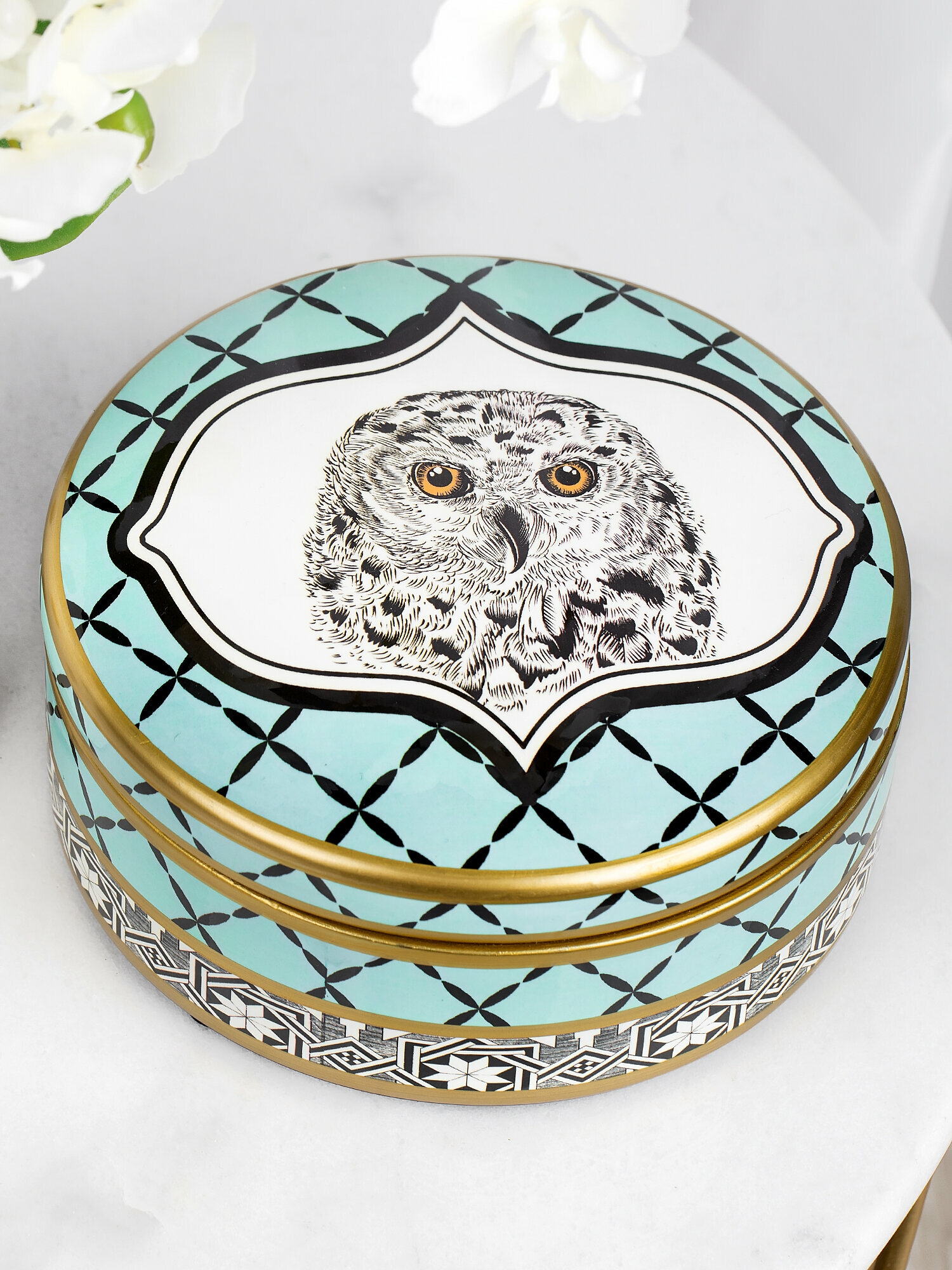 58-036 Фарфоровая шкатулка "Совушка" 18 х 18 х 8 см, универсальная, Glasar