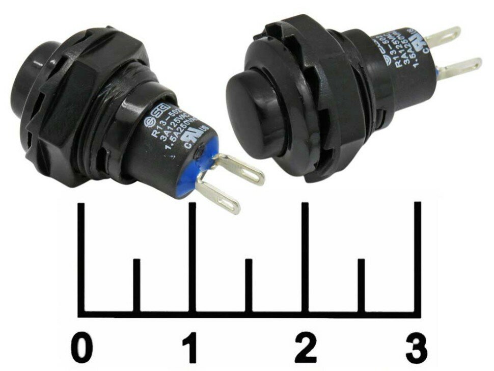 Кнопка PBS-R/R черная без фиксации (R13-502)