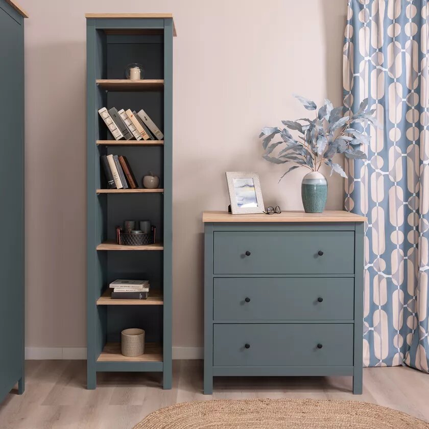 Комод "Сага" 3 ящика, бирюзовый ясень, ЛДСП/МДФ 92 см х51 см х 100 см