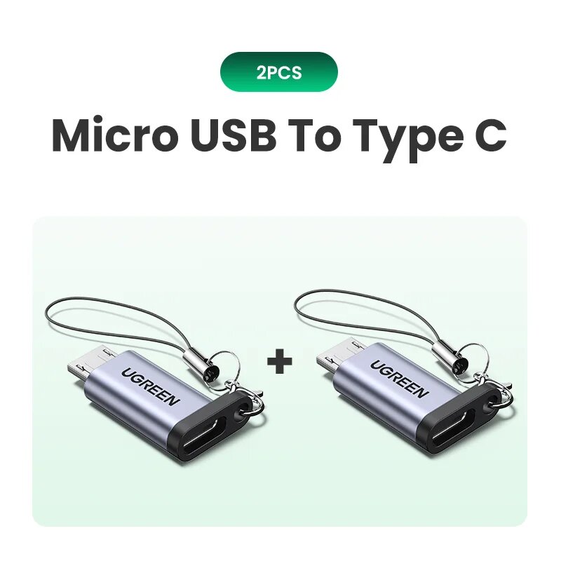 2шт. Адаптер Micro USB на Type-C Ugreen