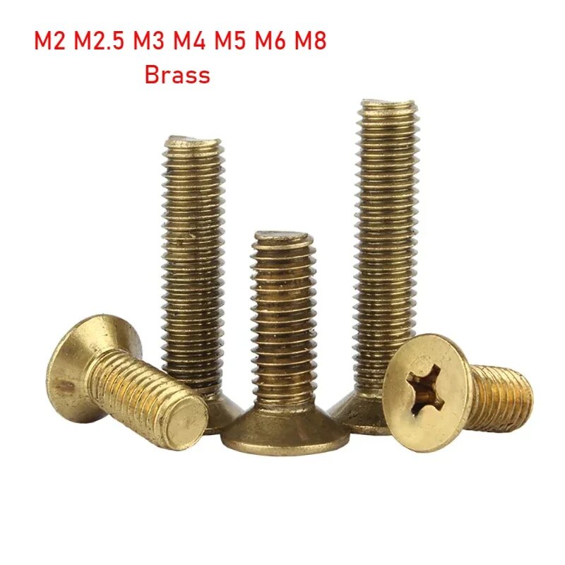 Латунные винты с потайной головкой Phillips M2-M8 M4(5pcs), 25mm