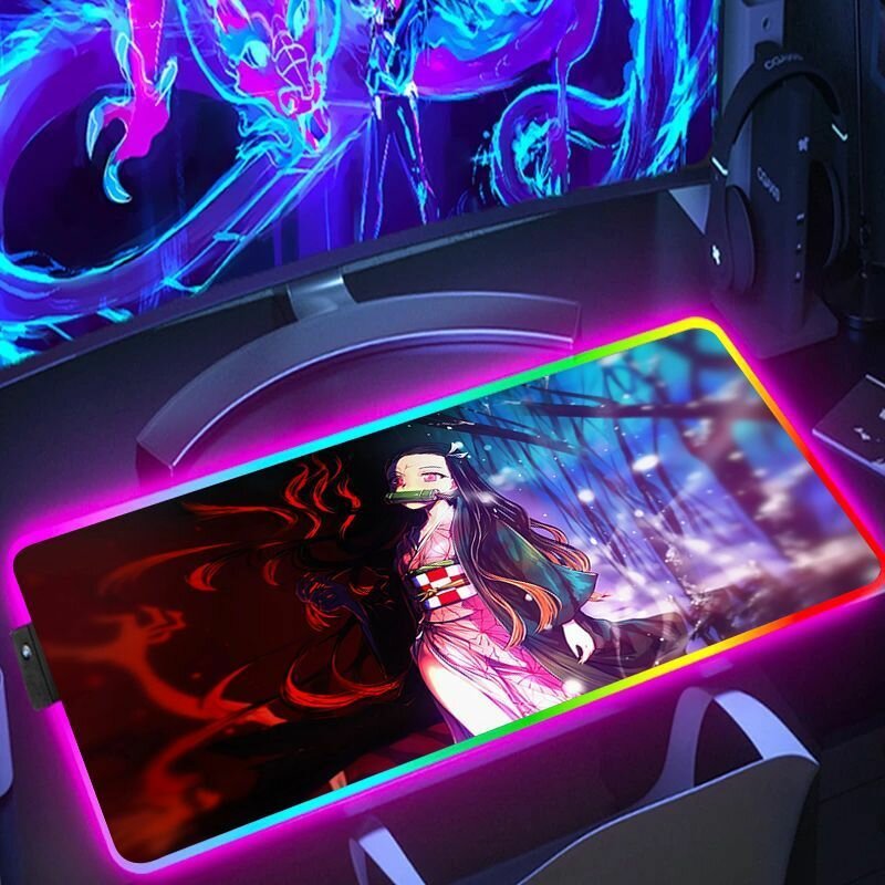 Аниме RGB Demon Slayer коврик для мыши геймерская клавиатура аксессуары для рабочего стола