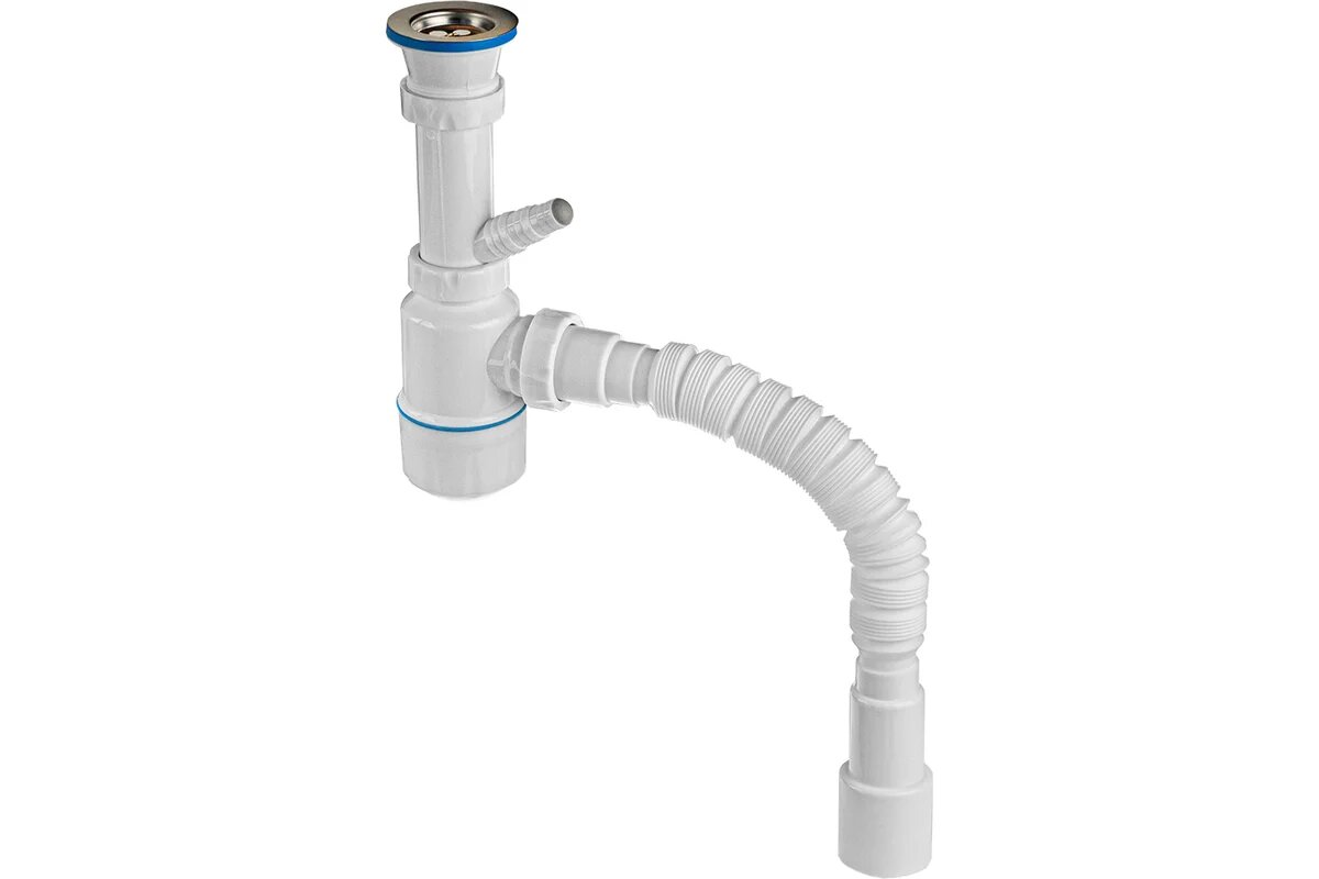 MasterProf Сифон выпуска 43-52 мм, 1 1/2x40, с нерж. решеткой, отвод для с/м, 40x32/40/50