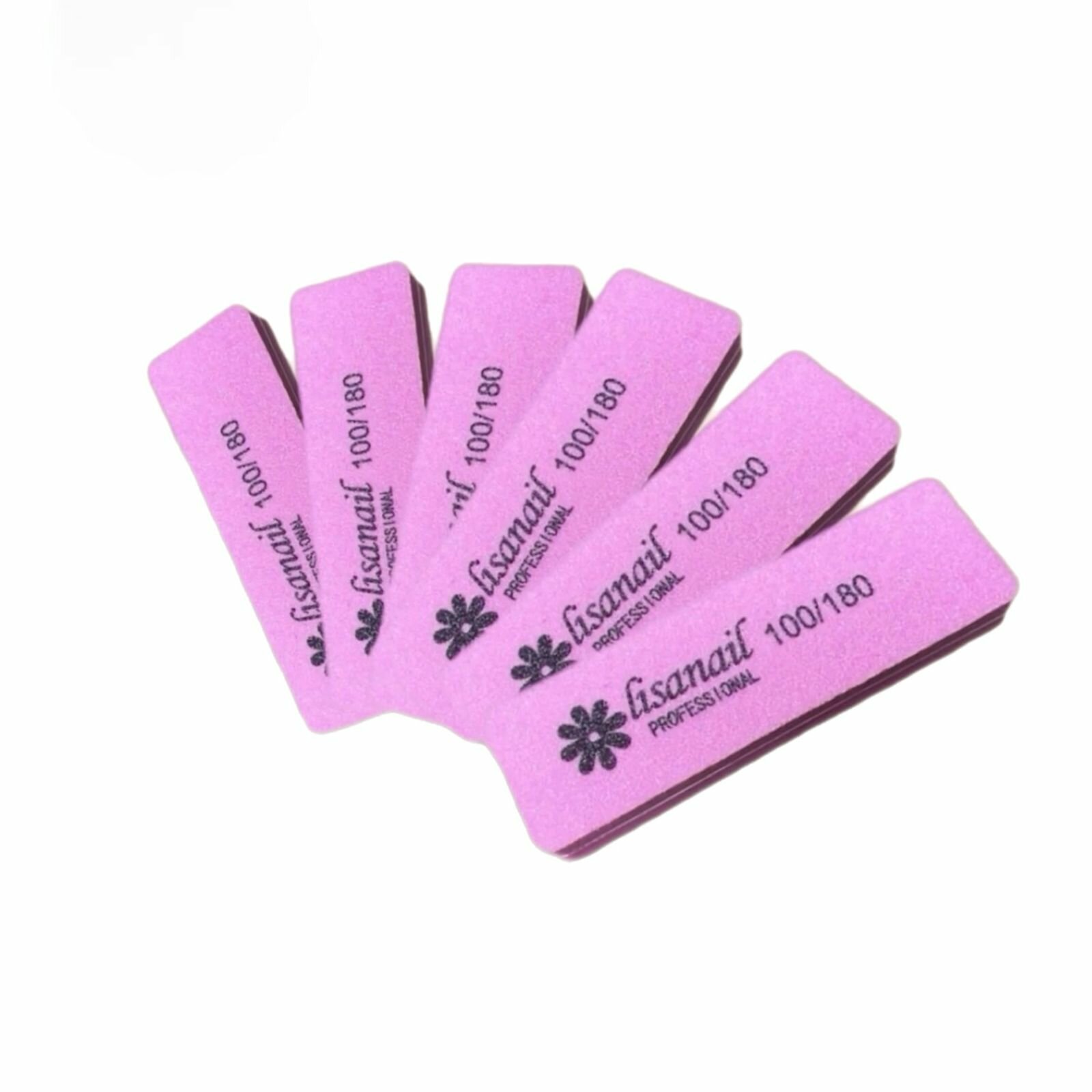 Баф Lisanail, для маникюра и педикюра 100/180, розовые, 10шт