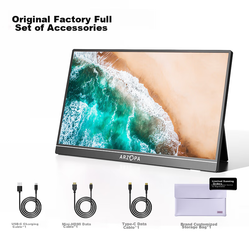 ARZOPA a - Портативный монитор с диагональю 17,3 Дюйма, Трехсторонним интерфейсом Micro-Edge, Дополнительный экран для Телефона И Ноутбука, Дополнительный экран с переключателем PS5/4 A1 MAX