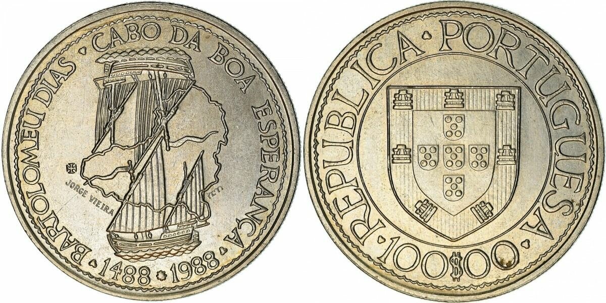 Португалия 100 эскудо, 1988 Золотой век открытий - Бартоломеу Диаш