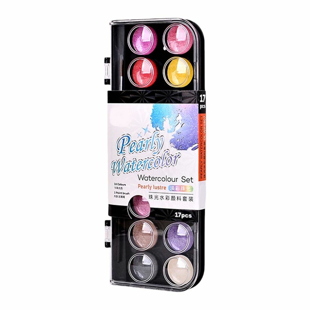 Перламутровые акварельные краски - 16 цветов