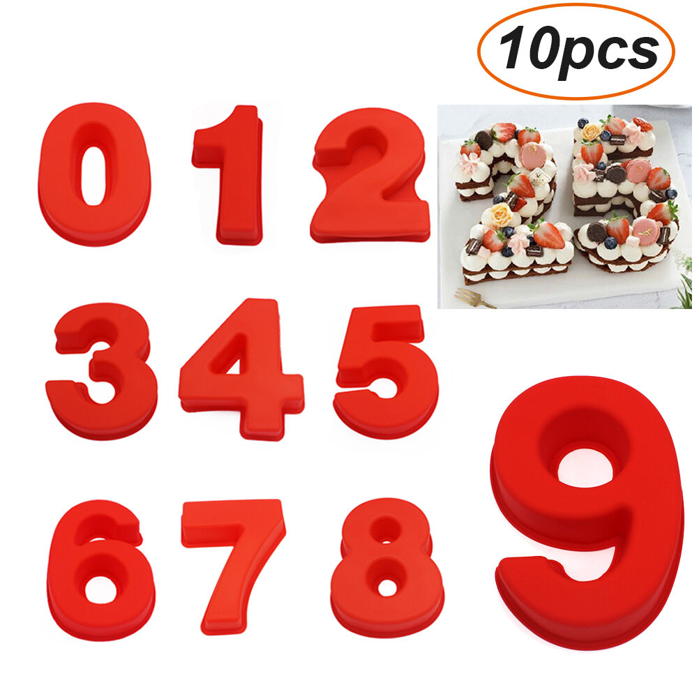2PCS 10 Inch Silicone Cake Mold 6 and 0 Numbers DIY Baking 3D for Birthday Wedding Anniversary