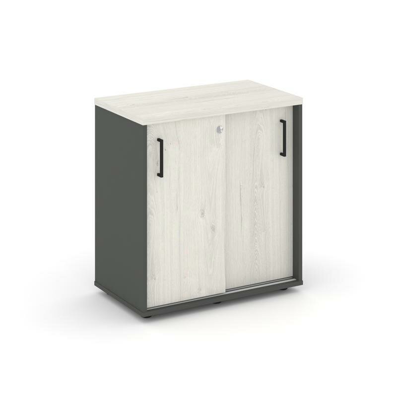 Тумба приставная с раздвижными дверьми Style Project Riva SN. TOP-043 Дуб Наварра / Антрацит NEW 800х400х750