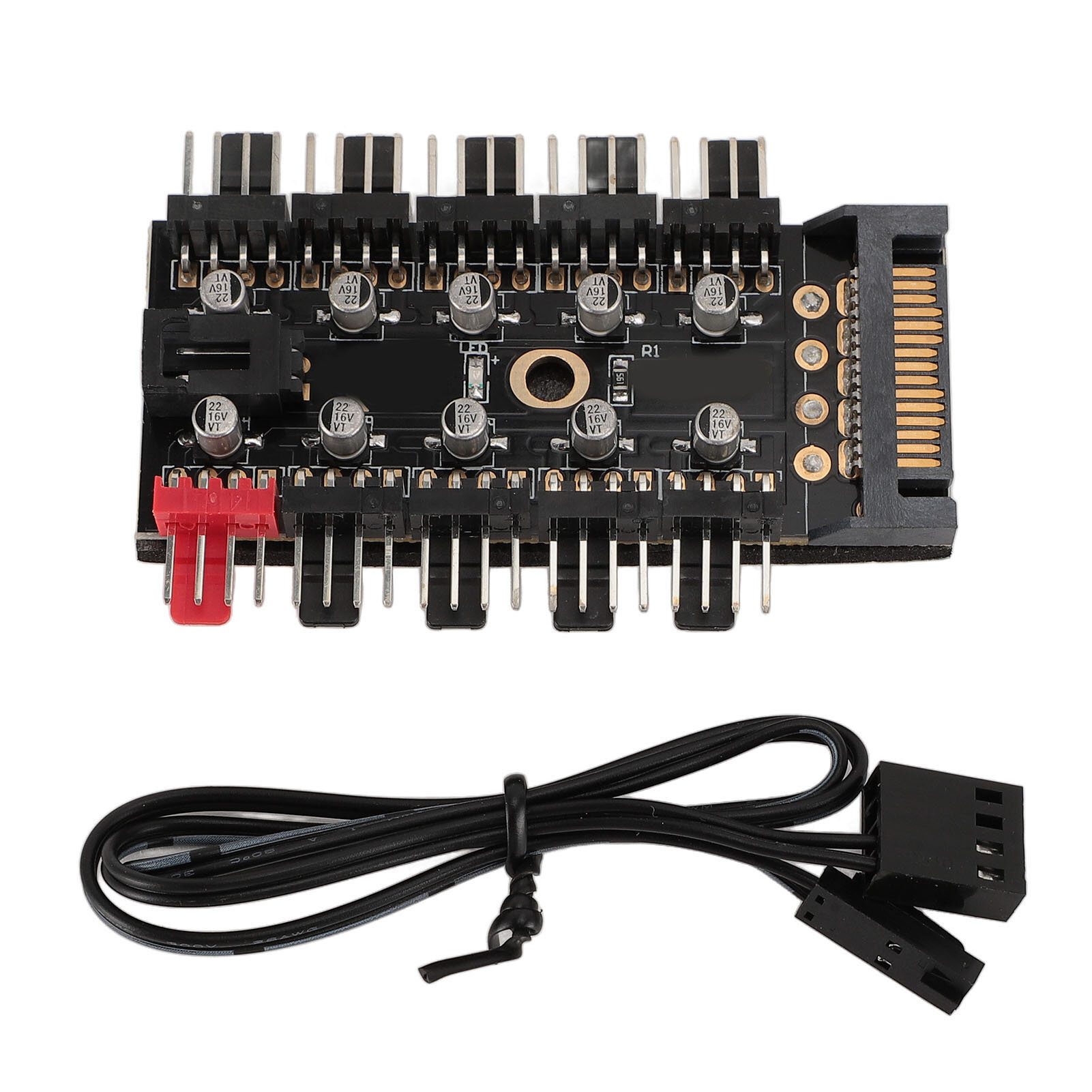 Концентратор вентиляторов для корпуса ПК: 10 портов, 12V, 4-pin PWM, питание SATA