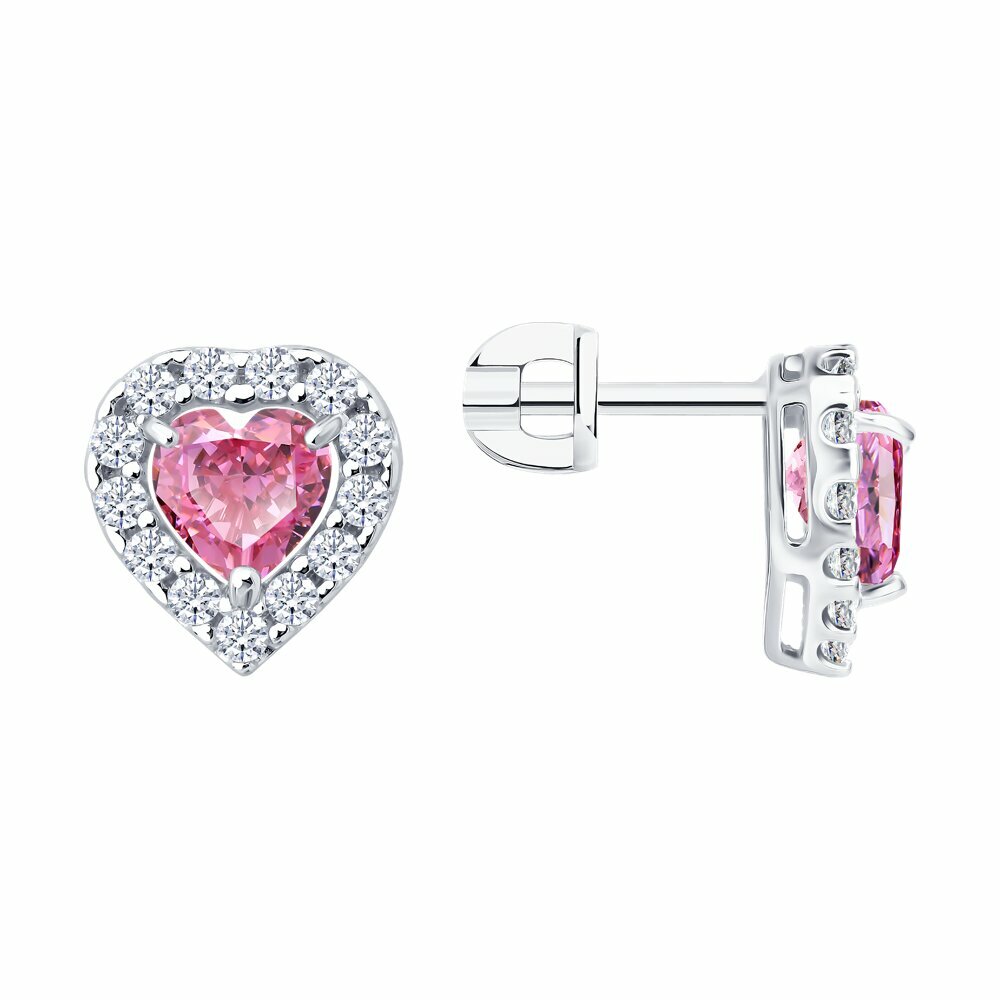 Серьги, серебро, 925 проба, родирование, фианит