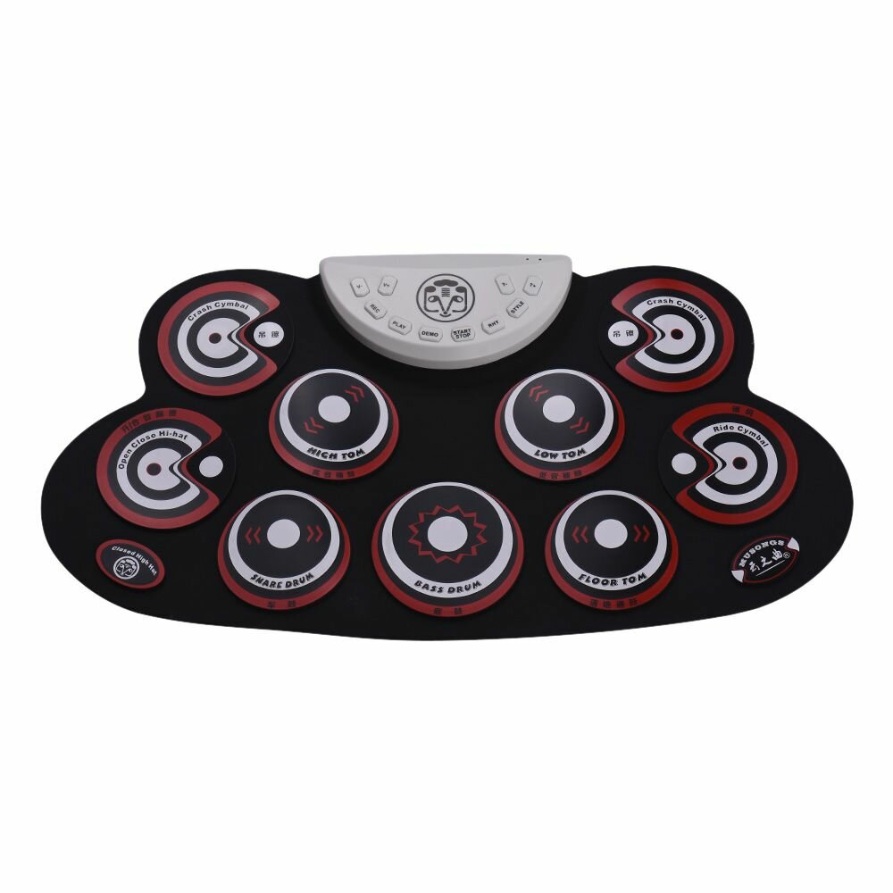 Электронный сворачиваемый барабанный набор с палочками и педалью, силикон, мультфильмы, для детей