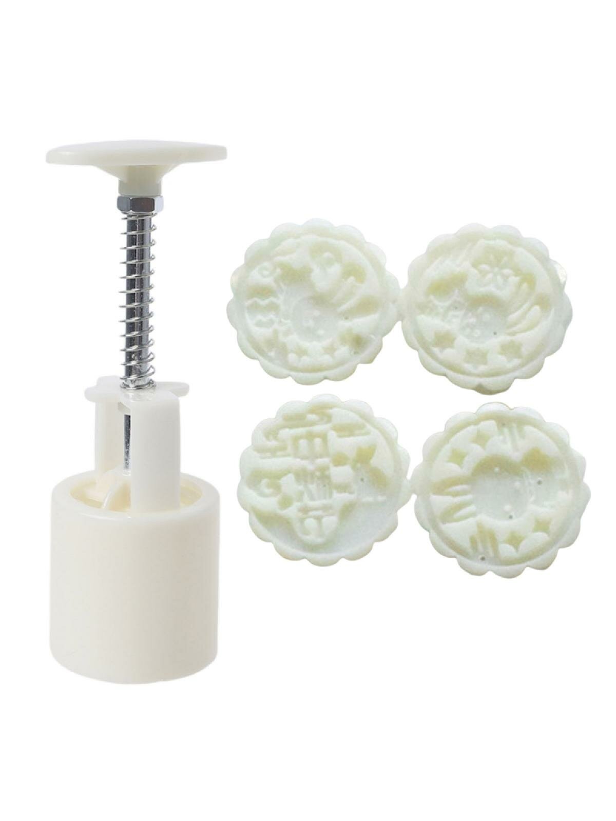 Пластиковые штампы для печенья, круглая форма для лунных пряников с рисунком кролика, ручной инструмент для выпечки лунных пряников своими руками для середины осени