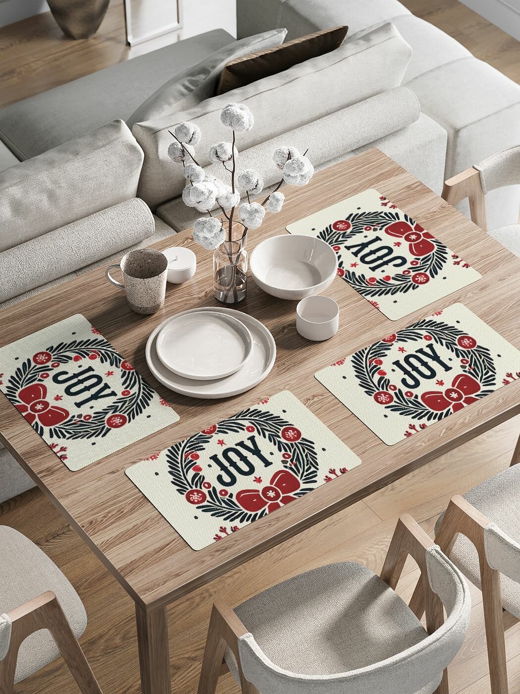 Салфетки на стол сервировочные "Украшение дома", плейсмат на кухню, 30x46 см, JoyArty, серия Новый год