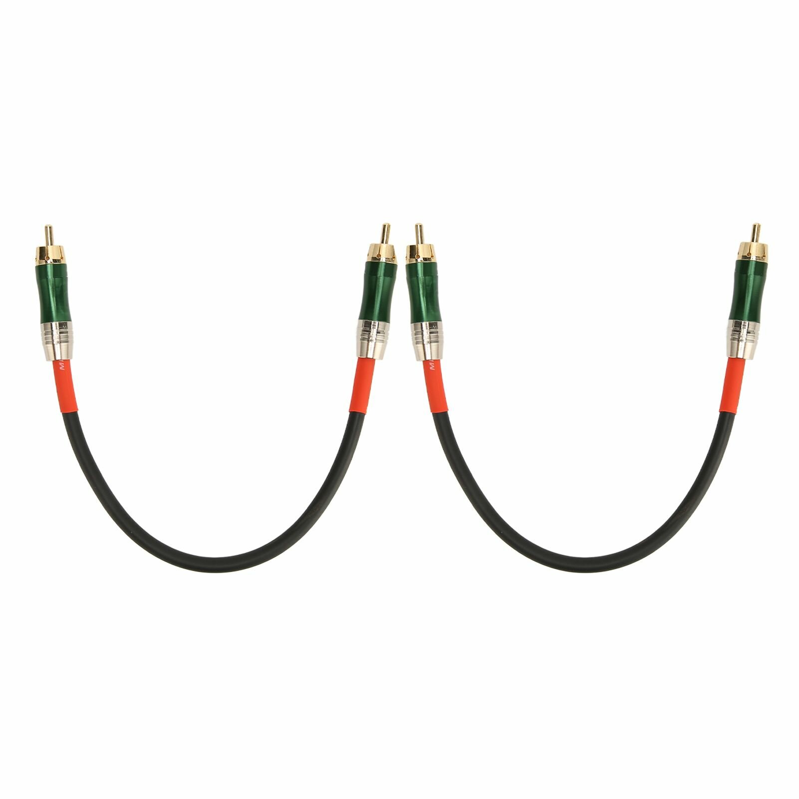 Кабель RCA: 2 шт, двойной экран, позолоченный, 0.3 м, зеленый