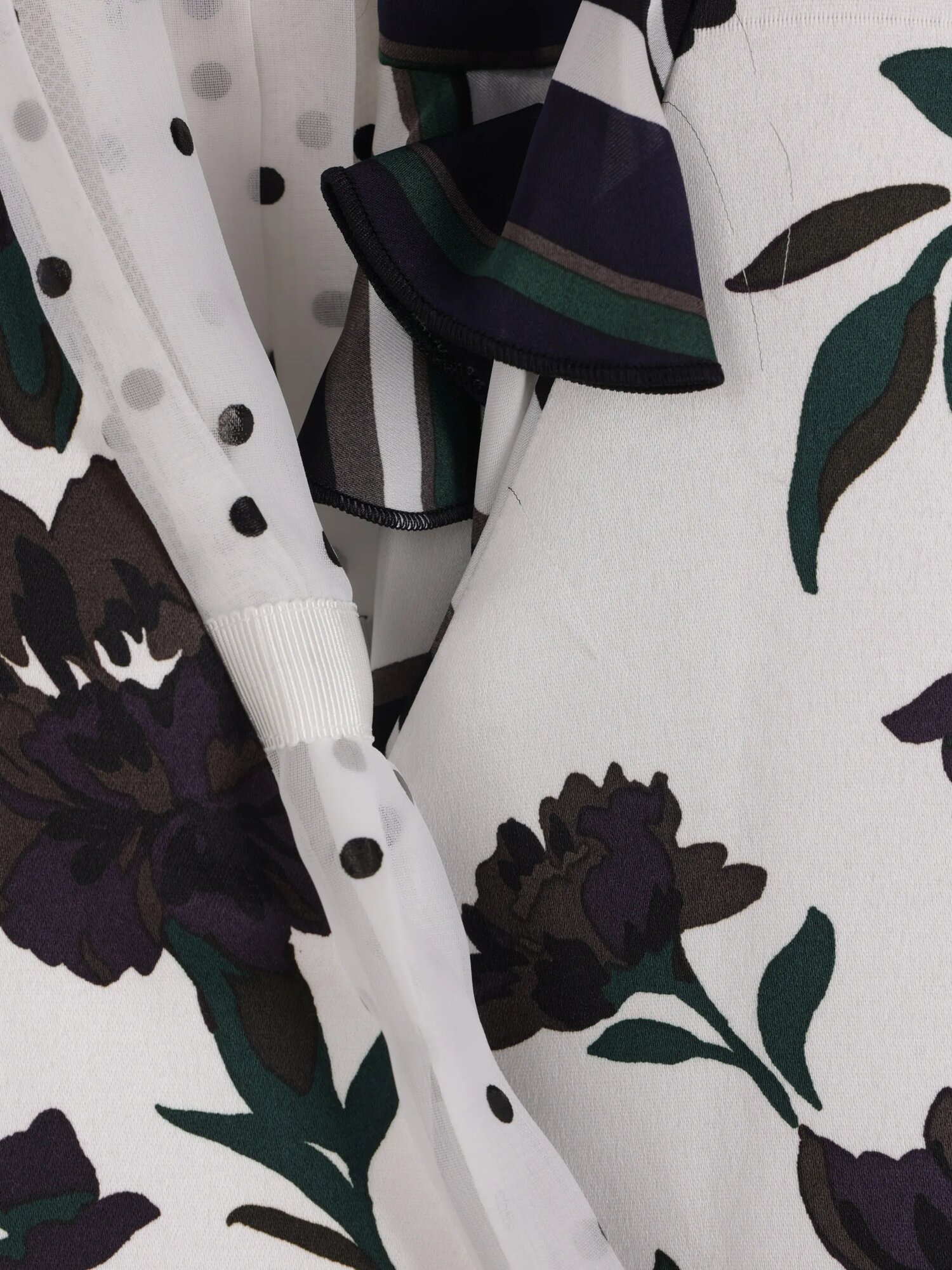 Блуза Sacai Floral-print patchwork blouse, размер 44, black / black — фото 1
