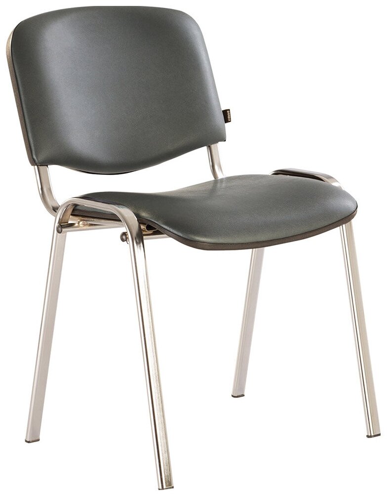 Стул Brabix Iso CF-001, хромированный каркас, кожзам серый, 531426