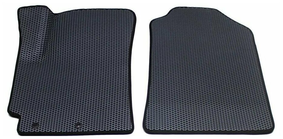 2 передних EVA(ЭВА) коврика для Москвич 3, 2022-2023 г. в, с 3Д лапой, без разреза, серые соты с черным кантом