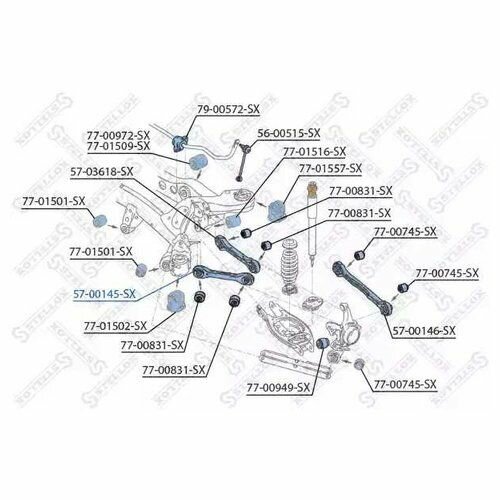 Рычаг задней подвески нижний BMW E87/E90/E91 all 04> Stellox 5700145SX для BMW 1 серия E81, E82, E87, E88, 3 серия E90, E91, E92, E93, X1 E84