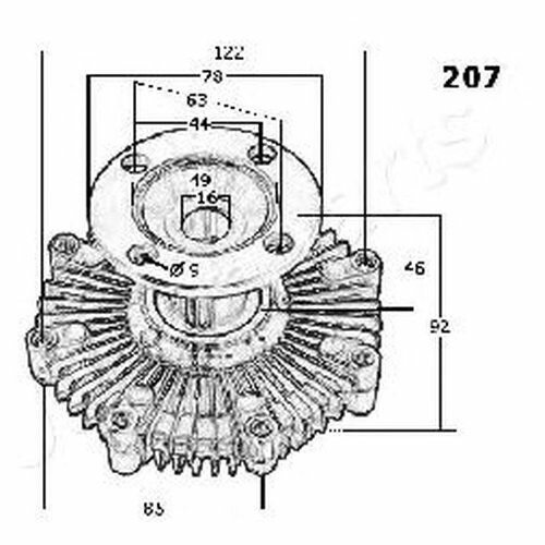 Вискомуфта вентилятора радиатора Japanparts VC-207 для Toyota 4Runner (1984-1989), Toyota Chaser (1992-1996), Toyota CHASER X7 (1984-1988)