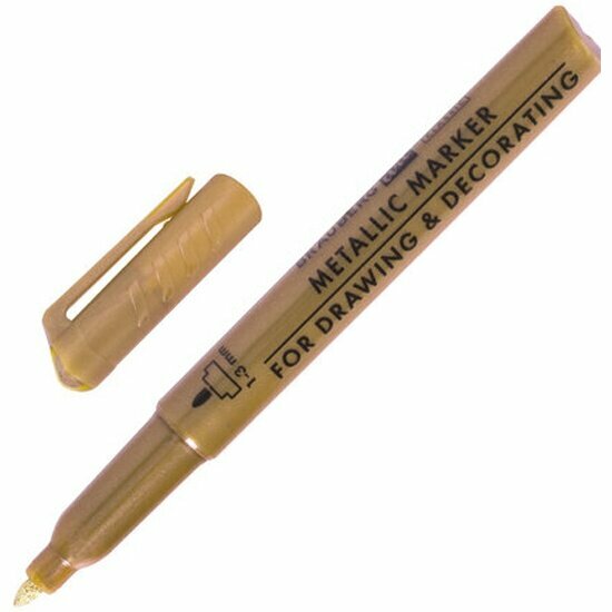 Маркер Brauberg для декорирования и рисования золотистый ART METALLIC, линия письма 1-3 мм, 152438