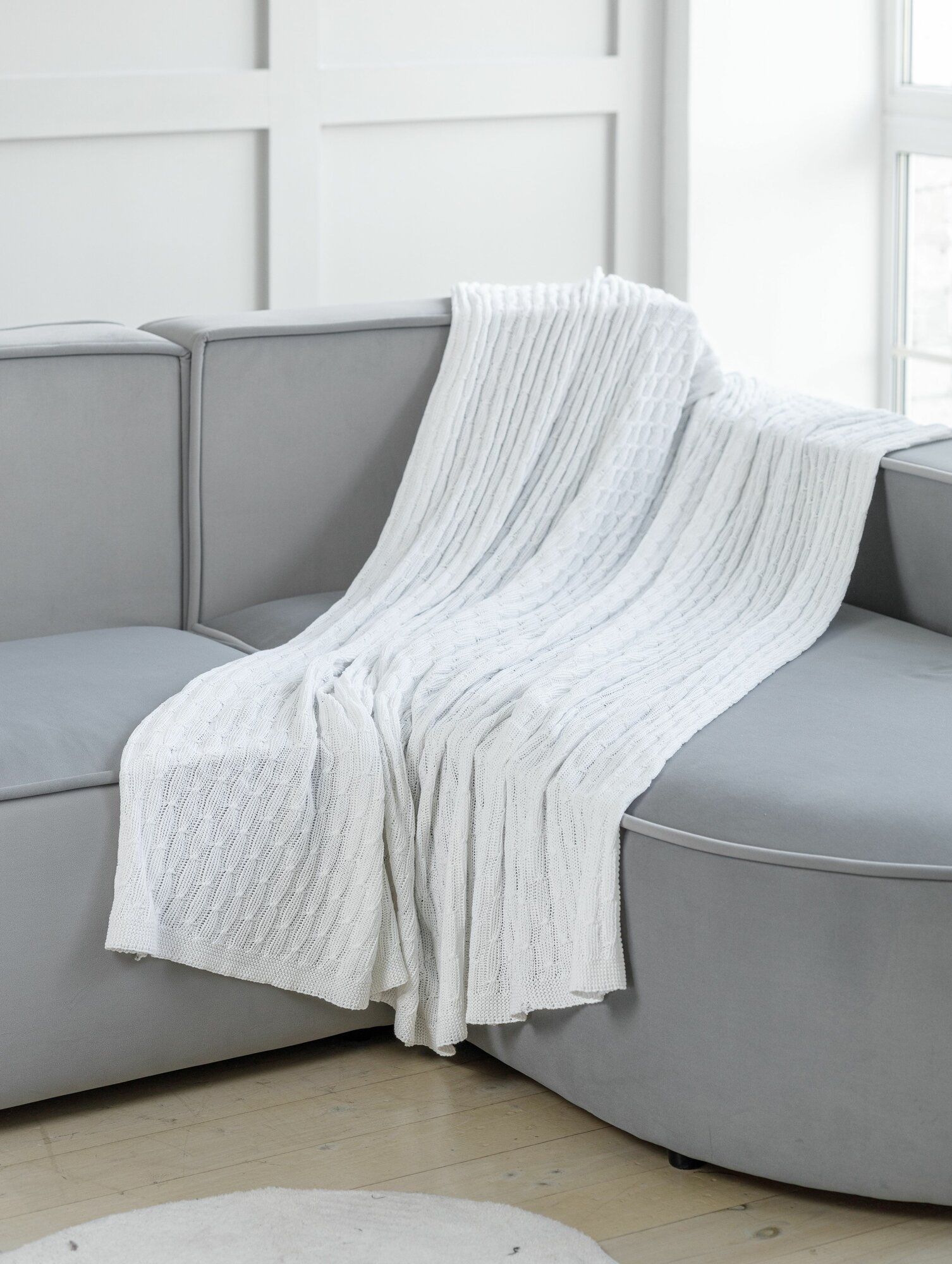 Плед DECADE home, вязаный хлопок, 1.5 спальный, для уюта дома