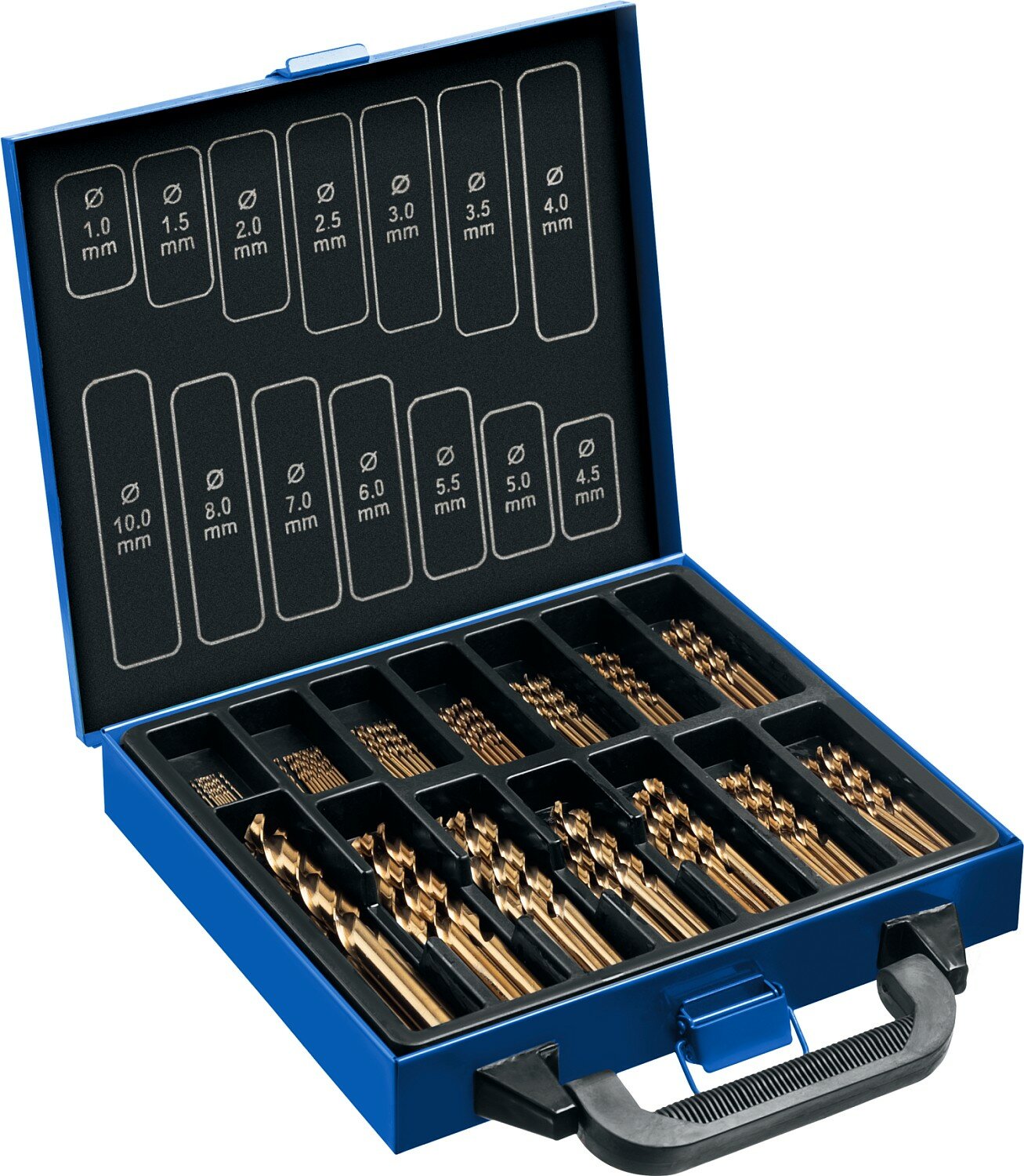 Набор сверл по металлу ЗУБР Кобальт, сталь Р6М5К5, класс А, мет. бокс, 99 шт, (1-10 мм)