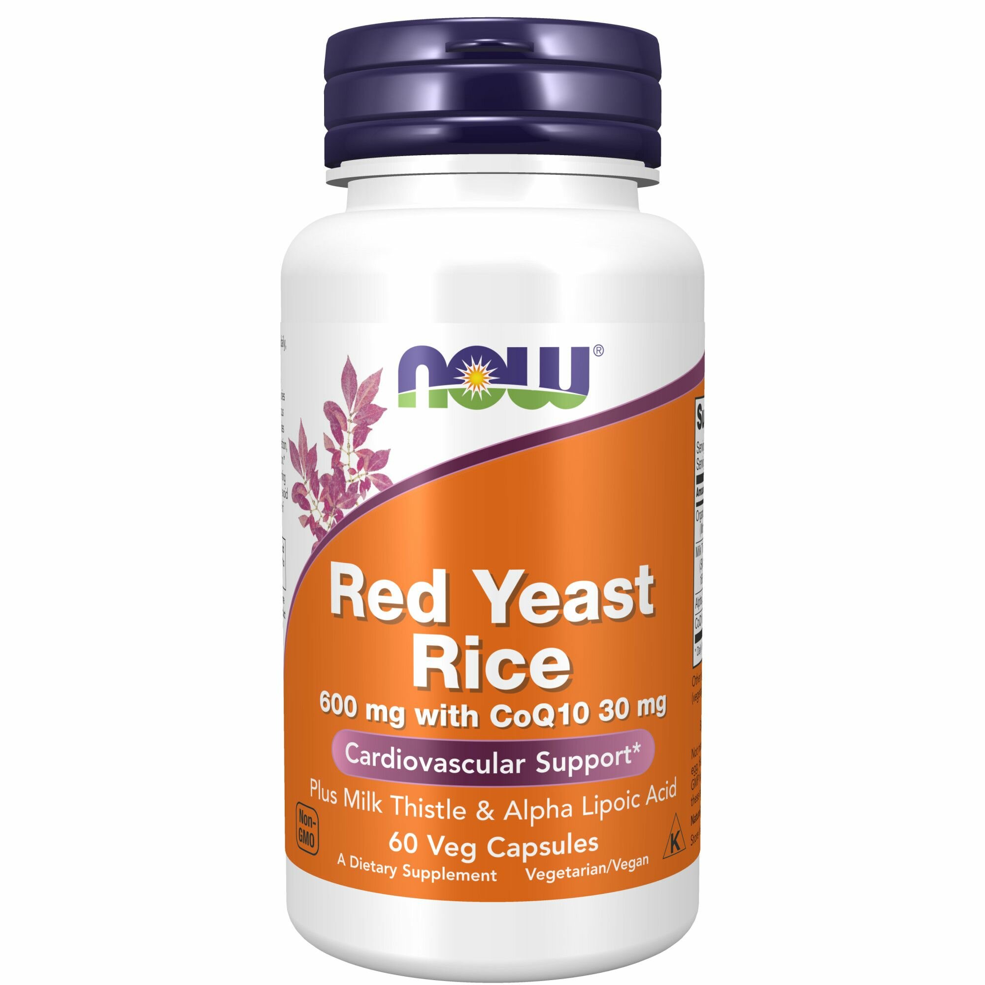 NOW Red Yeast Rice 600 mg & CoQ10, Красный рис, для сердечно-сосудистой системы 60 капсул