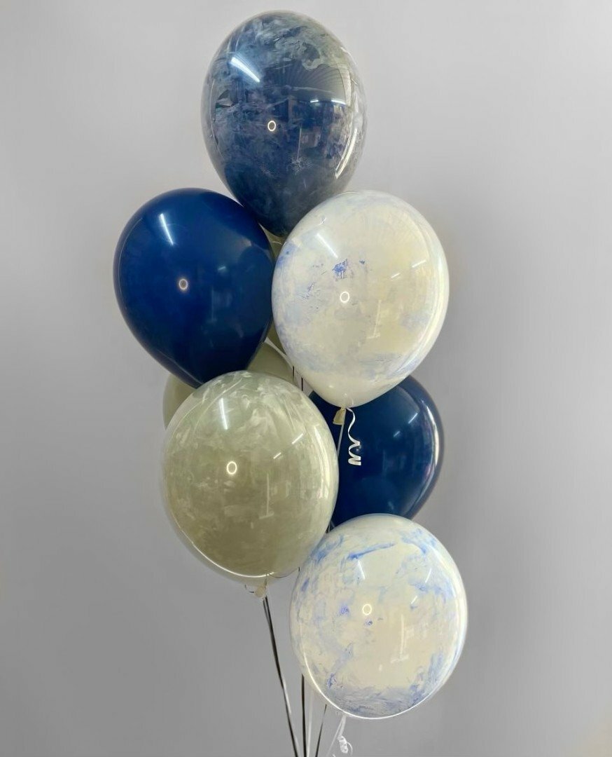 Связка с необычными стеклянными шарами с эффектом мрамора
