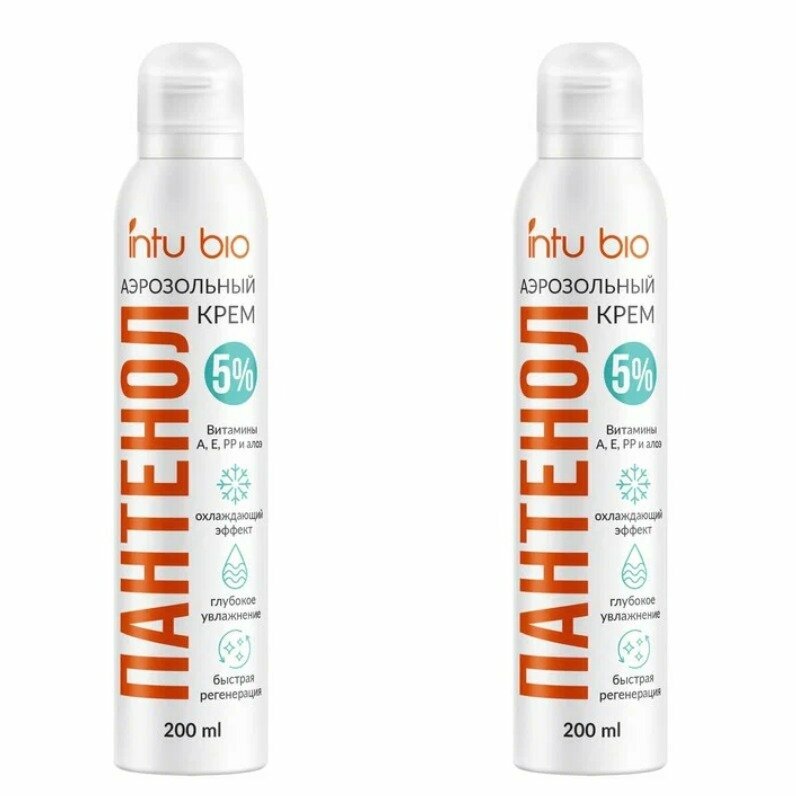 Пантенол Intu BIO крем для рук и тела, аэрозольный, 200 мл, 2 шт
