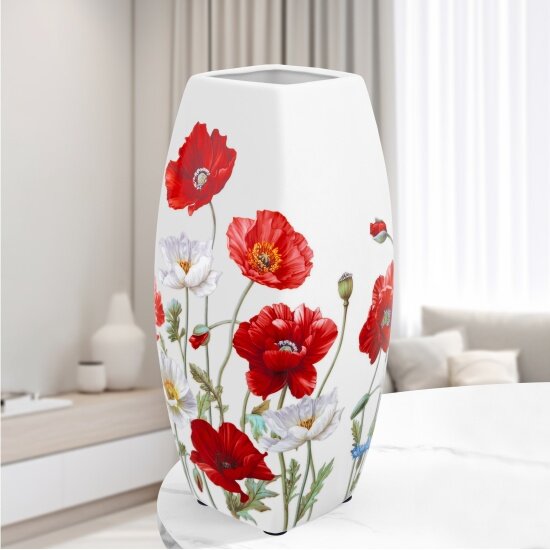 Ваза Elan Gallery "Маки" квадратная, 11,5х11,5х25 см, 2 л (420587)